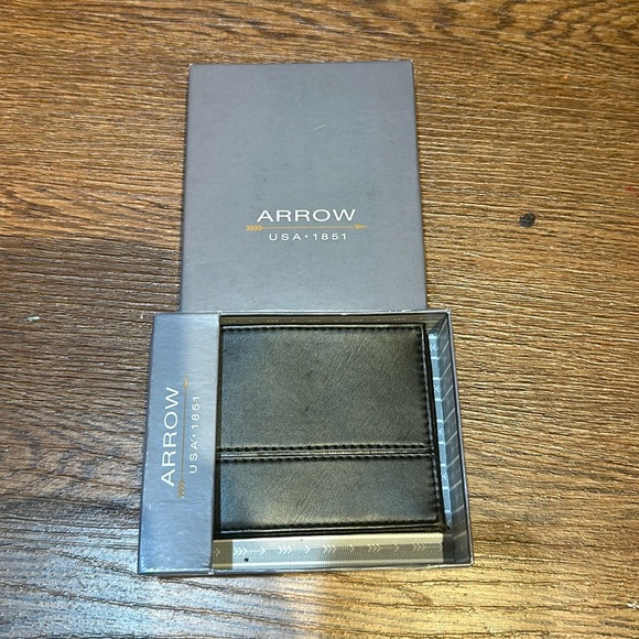 Bags | Arrow Usa 1851 Leather Coated Bifold Wallet Black | Poshmark